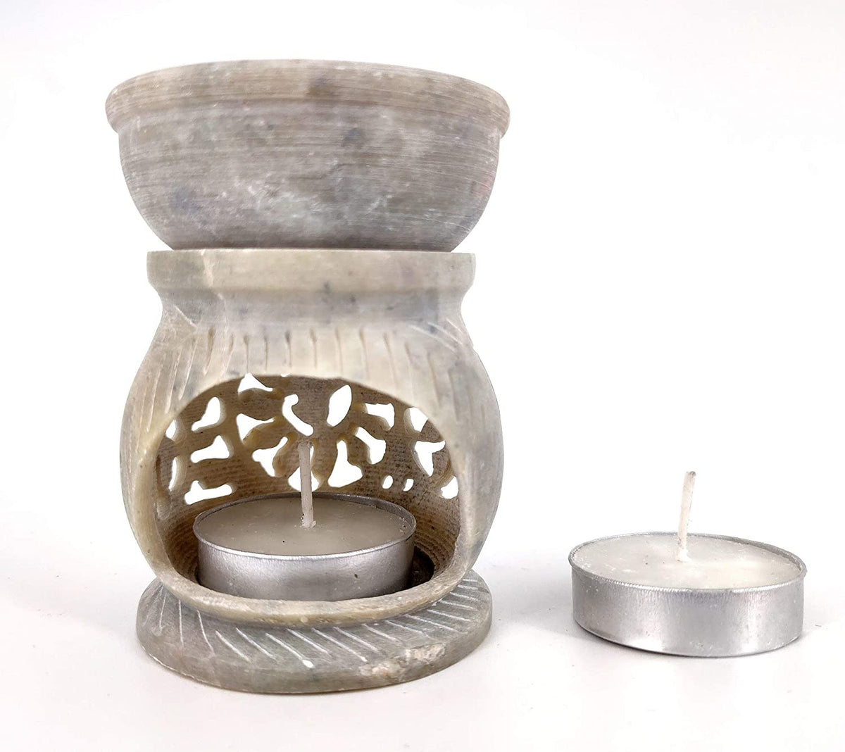 White Whale Carved Essential Oil Diffuser with Tea Light Holder for Ar ...