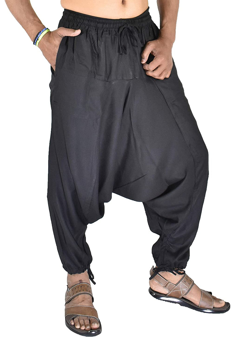 Whitewhale Men's Rayon Solid Harem Pants Yoga Trousers Hippie Pant