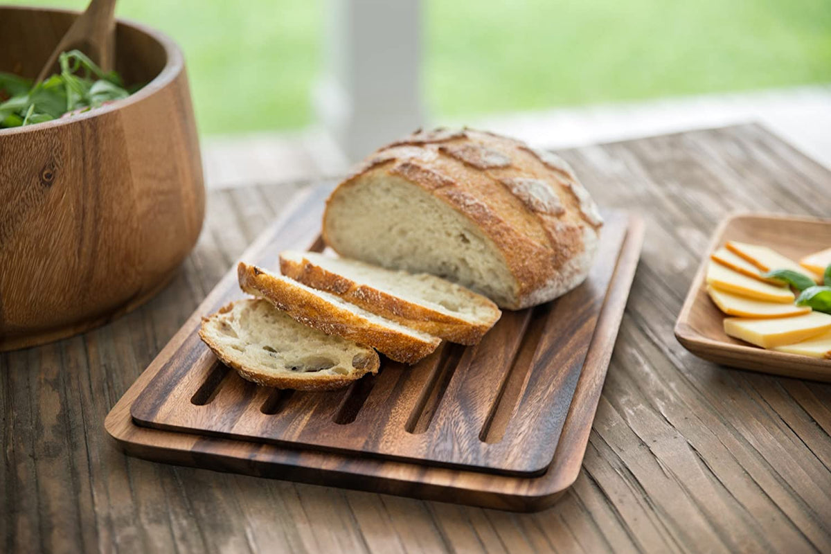 White Whale Wooden Nesting Bread Board with Crumb Catcher Bread Toast ...